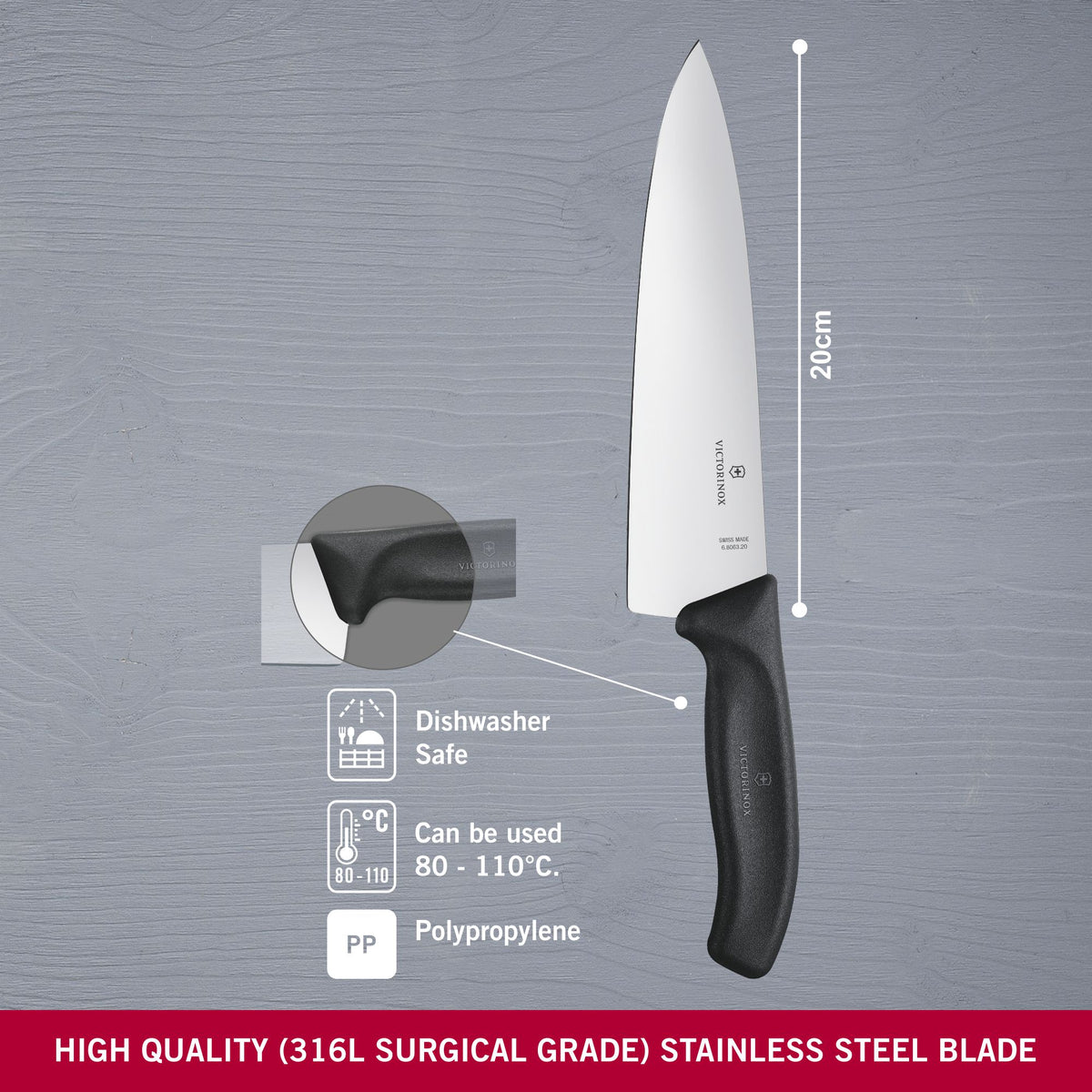 Buy SwissClassic Carving Knife Extra Large 20cm Blck Blister Online at Best Prices Cutlery Victorinox